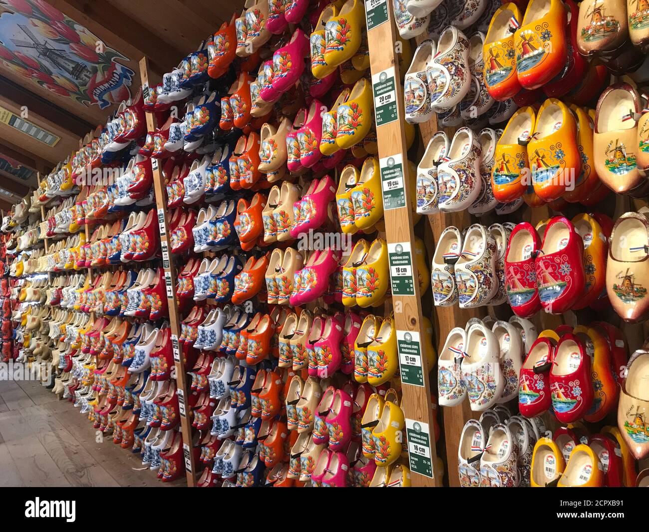 Painted clogs at souvenir shop in Zaanse Schans, Netherland Stock Photo ...
