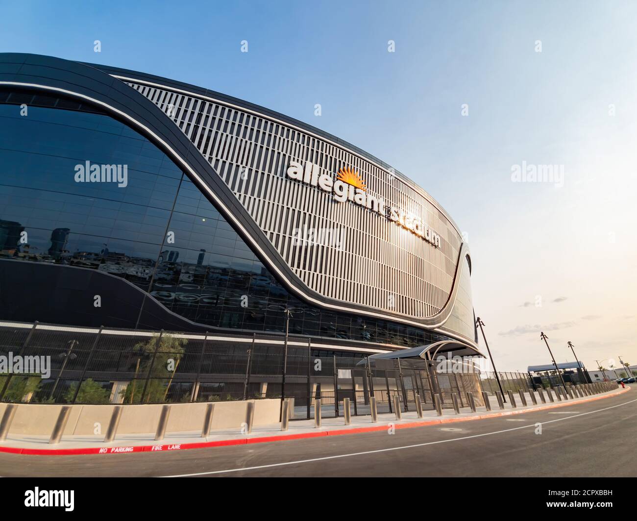 Las Vegas, SEP 15, 2020 - Sunny exterior view of the Allegiant Stadium ...