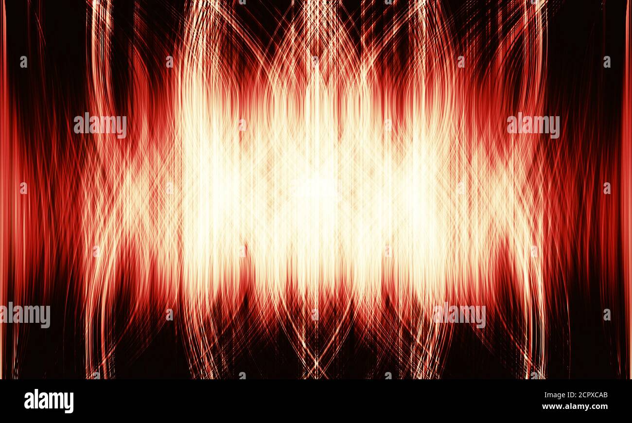 Abstract glowing blurred red line patterns with distorted fiery streaks ...