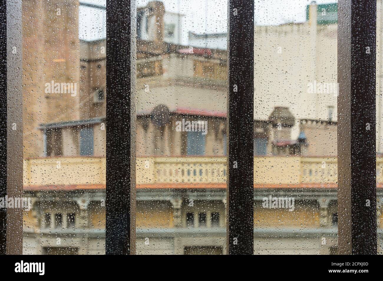 Barcelona, old town, window with raindrops Stock Photo - Alamy