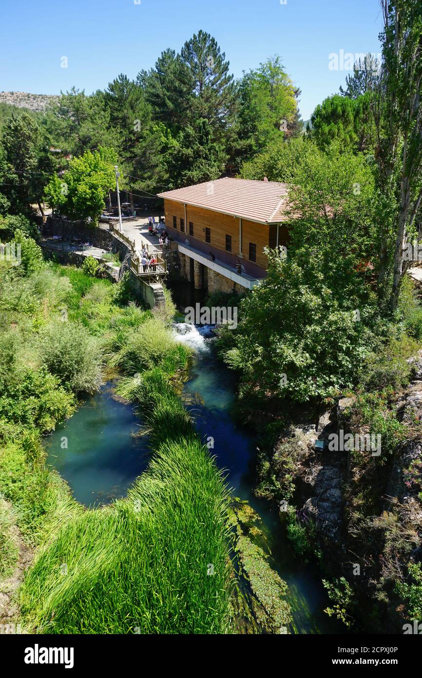 23 August 2020 Usak Turkey.Clandras Bridge on Banaz river in Usak ...
