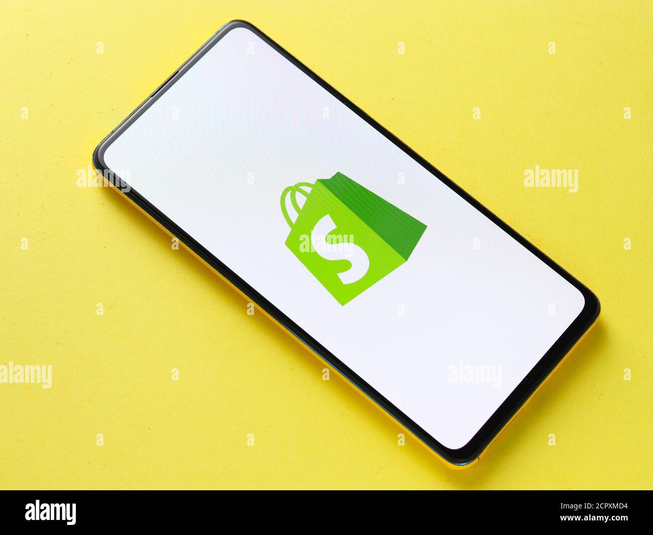 Assam, india - September 12, 2020 : Shopify logo on phone screen stock ...