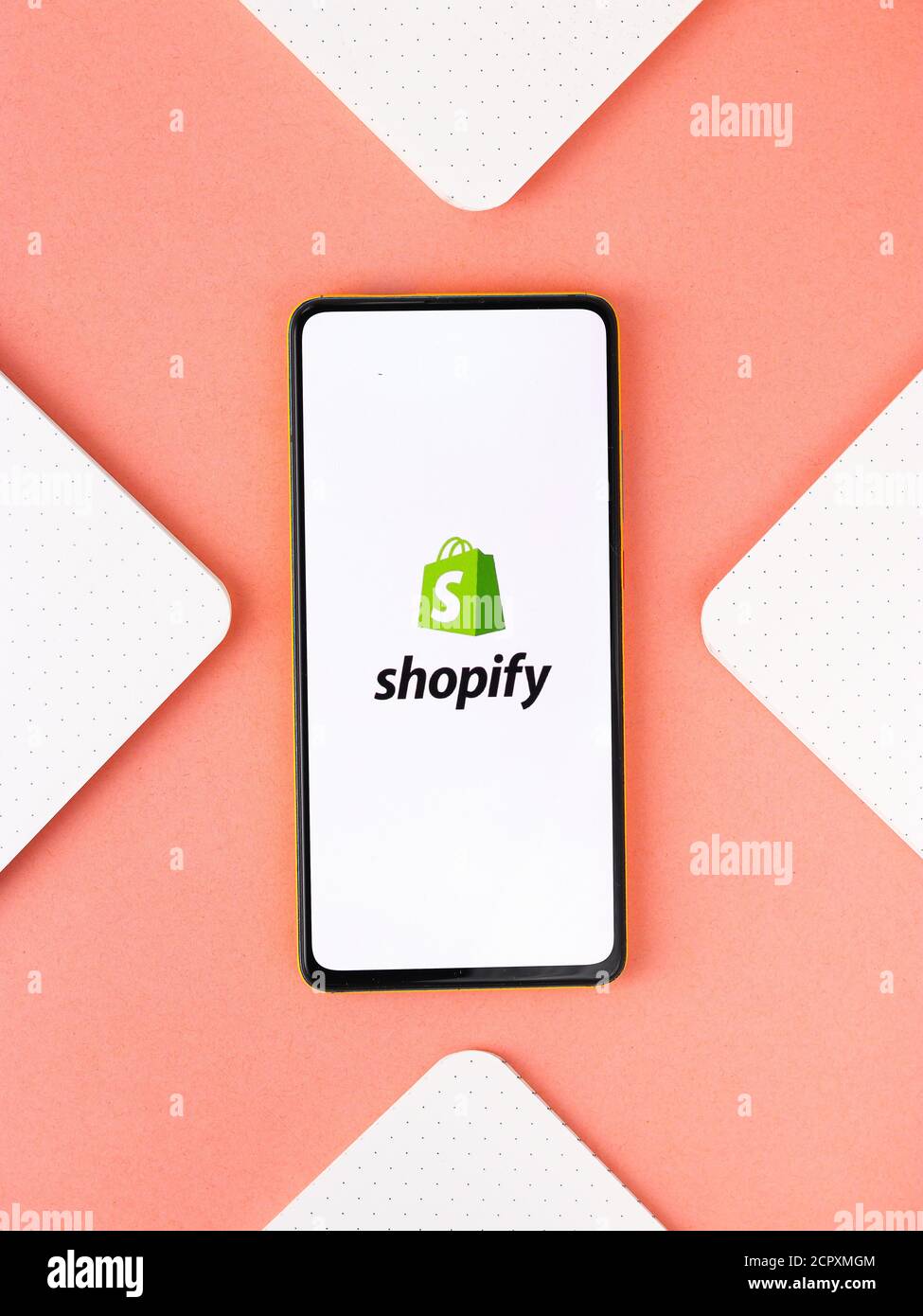 Assam, india - September 12, 2020 : Shopify logo on phone screen stock ...