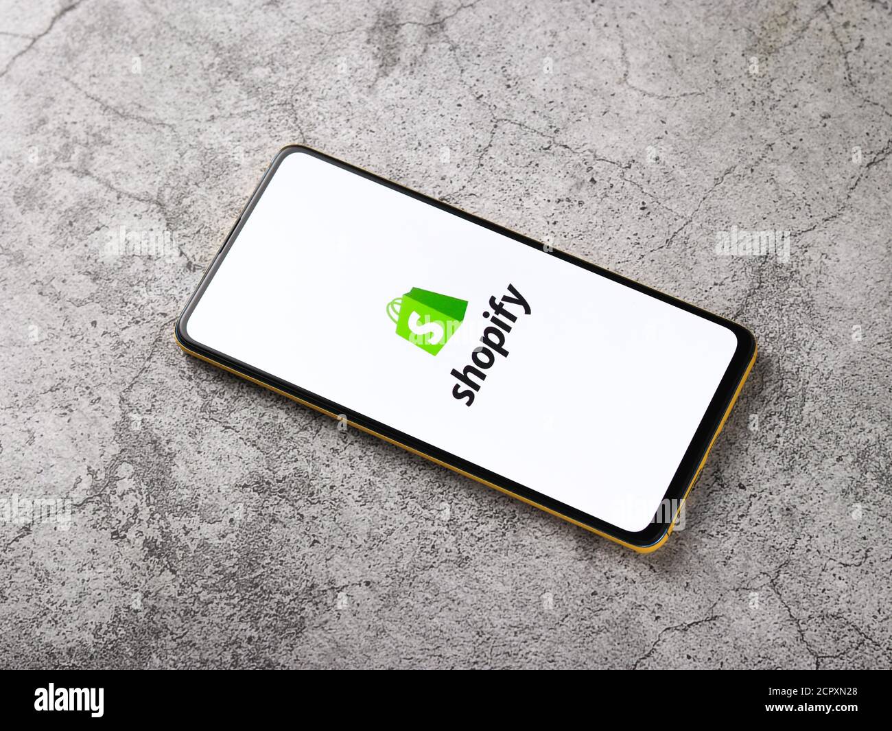 Assam, india - September 12, 2020 : Shopify logo on phone screen stock ...