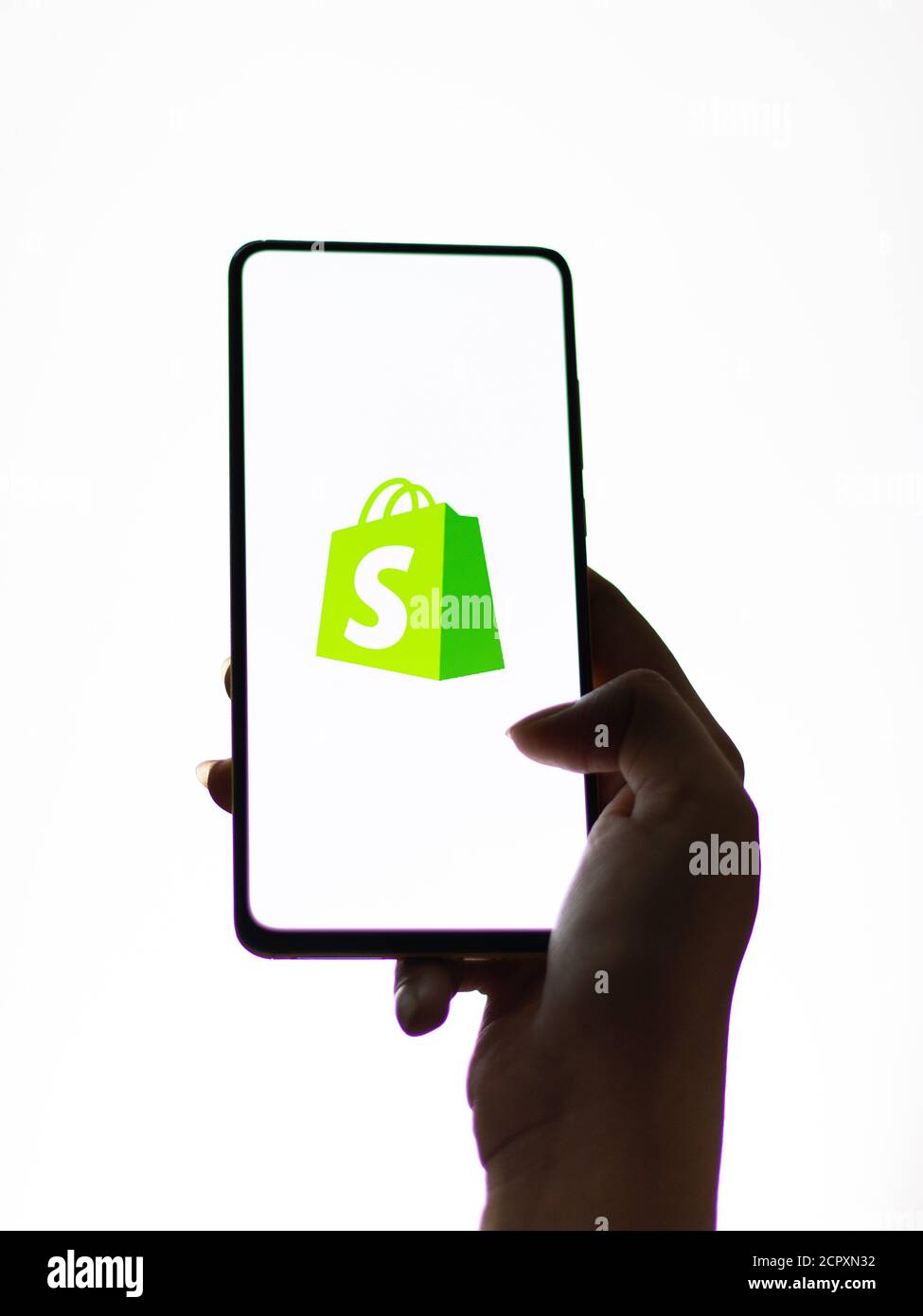Assam, india - September 12, 2020 : Shopify logo on phone screen stock ...