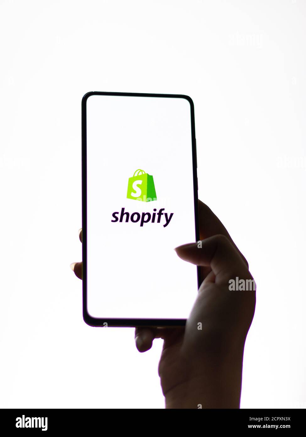 Assam, india - September 12, 2020 : Shopify logo on phone screen stock ...