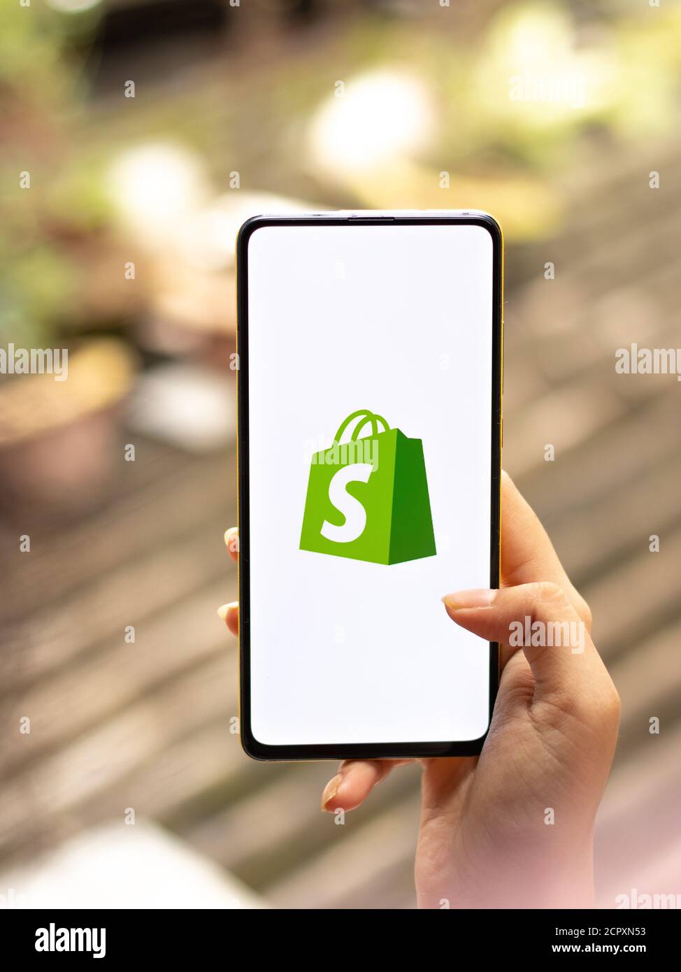 Assam, india - September 12, 2020 : Shopify logo on phone screen stock ...