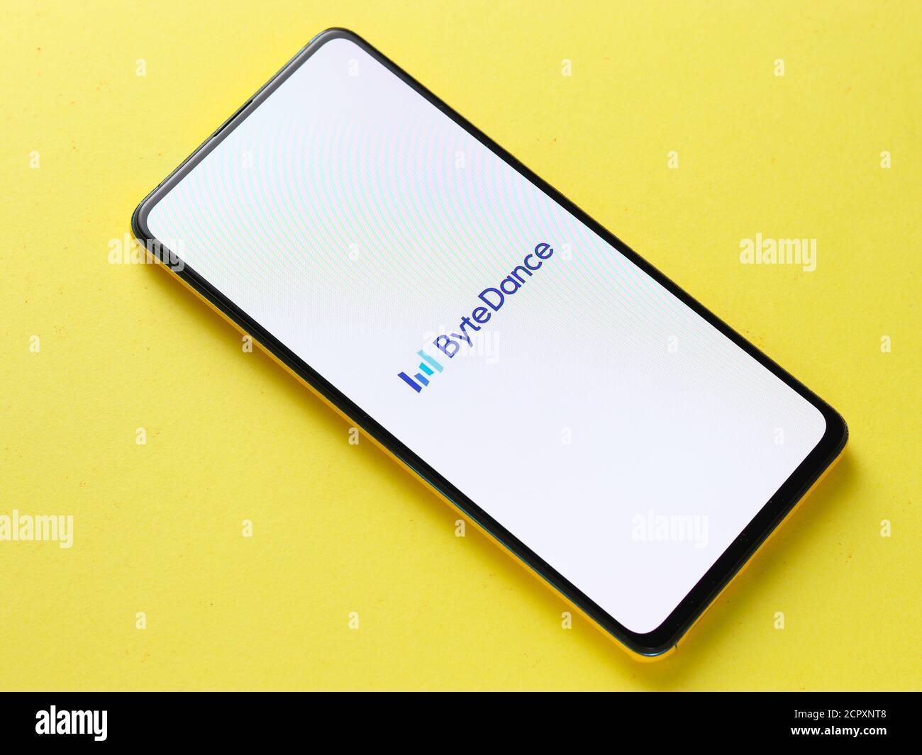 Assam, india - September 12, 2020 : Byte dance logo on phone screen ...