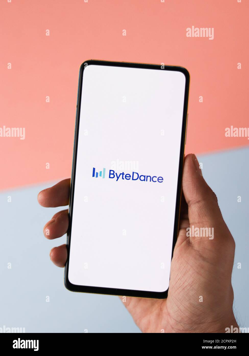 Assam, india - September 12, 2020 : Byte dance logo on phone screen ...