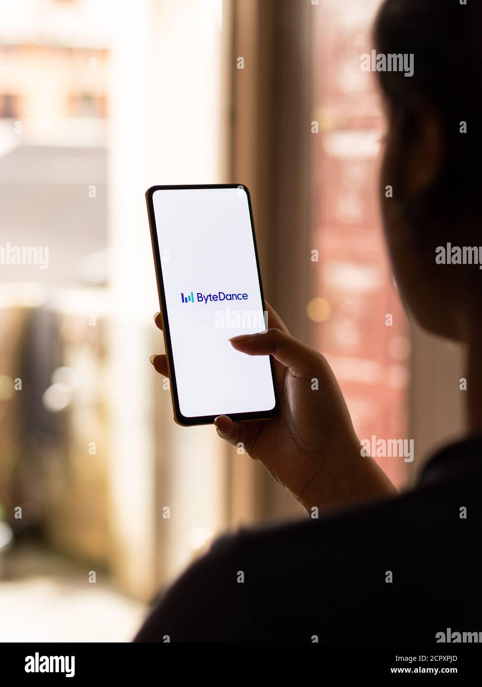 Assam, india - September 12, 2020 : Byte dance logo on phone screen ...