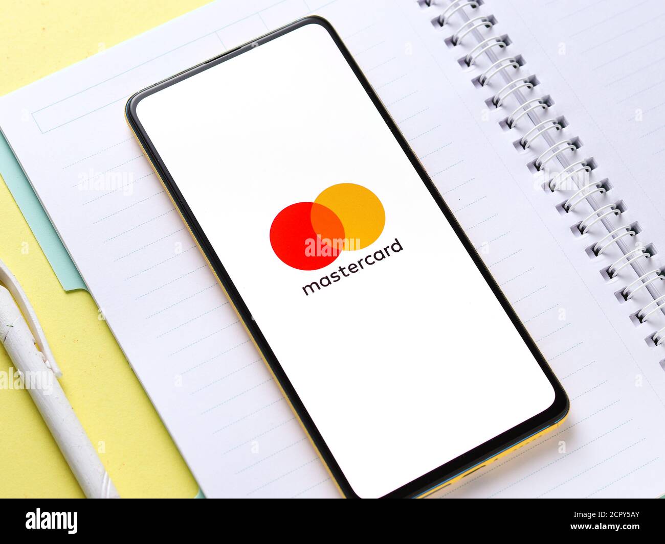 Assam, india - September 18, 2020 : Mastercard logo on phone screen ...