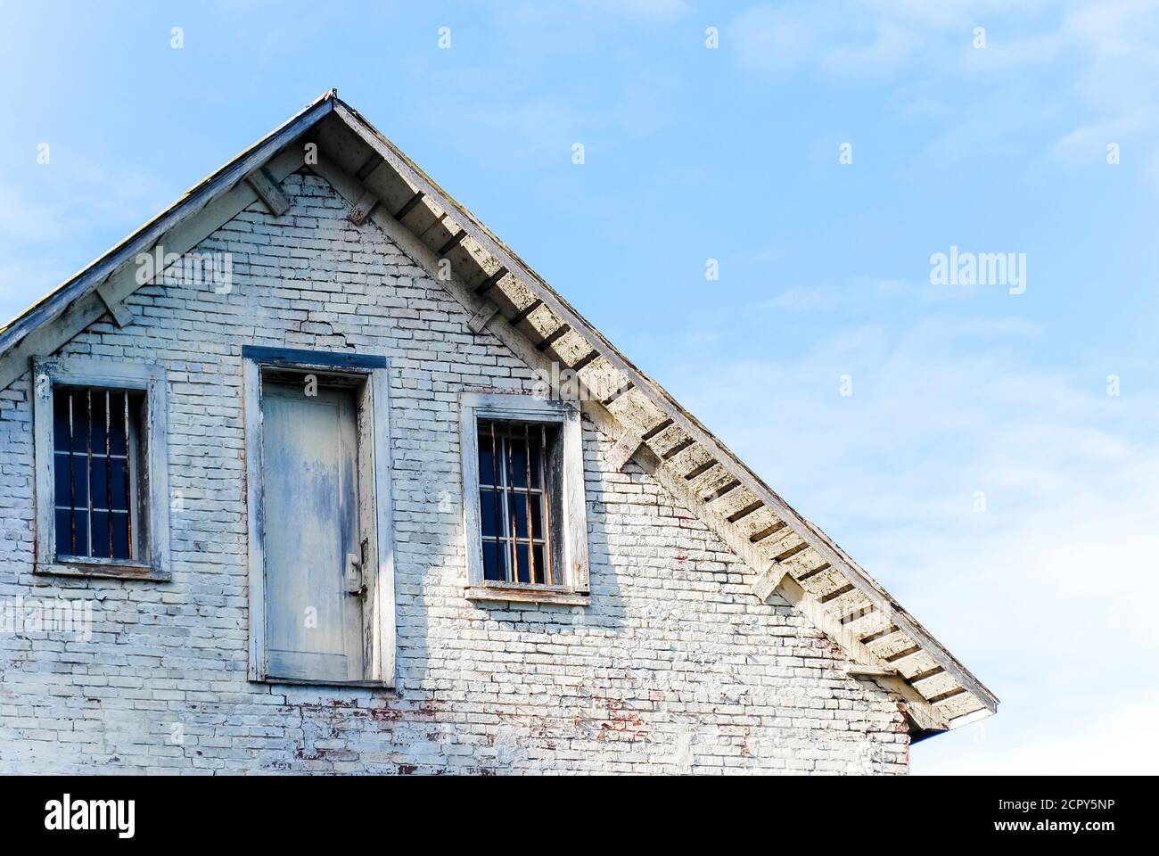 USA, California, San Francisco, white brick building on Alcatraz Stock ...