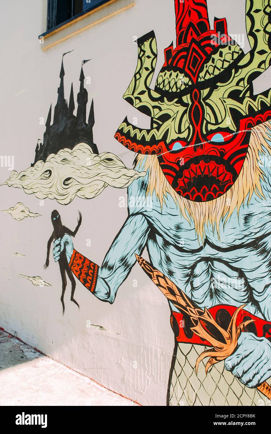 USA, California, San Francisco, Graffitti of a Tiki god Stock Photo - Alamy