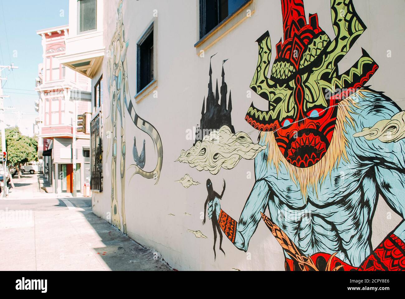 USA, California, San Francisco, Graffitti of a Tiki god Stock Photo - Alamy