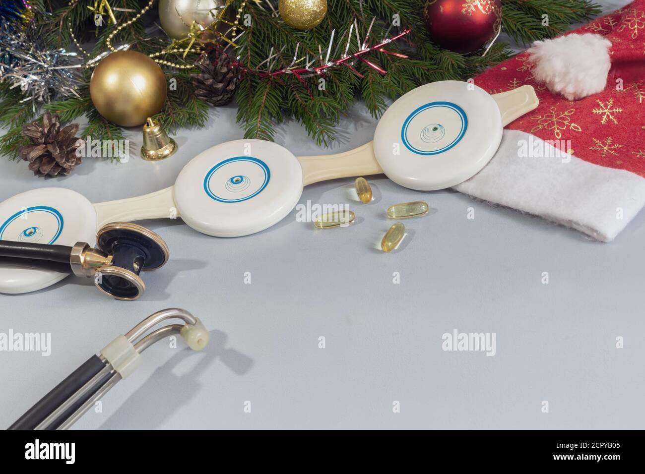 Christmas in medicine: stethoscope, medical device and Christmas ...