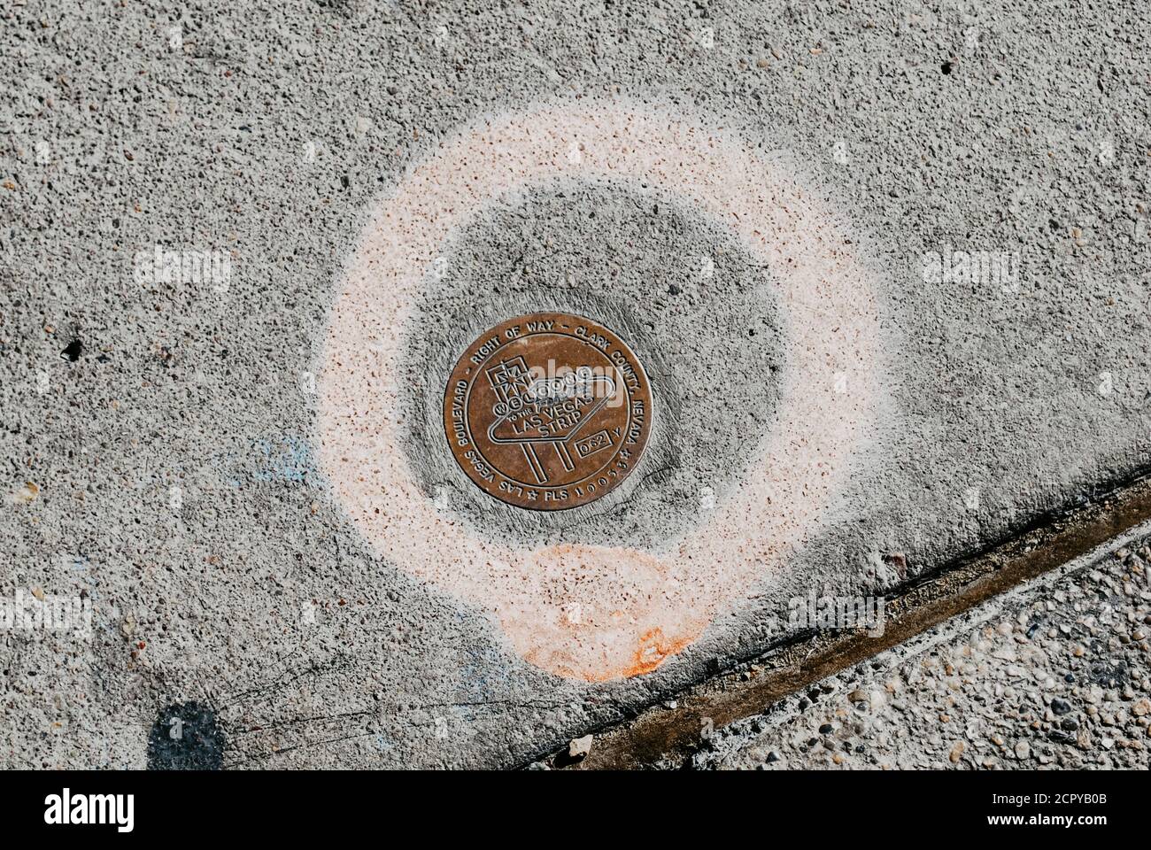 USA, Nevada, Las Vegas, survey point with Las Vegas logo Stock Photo ...