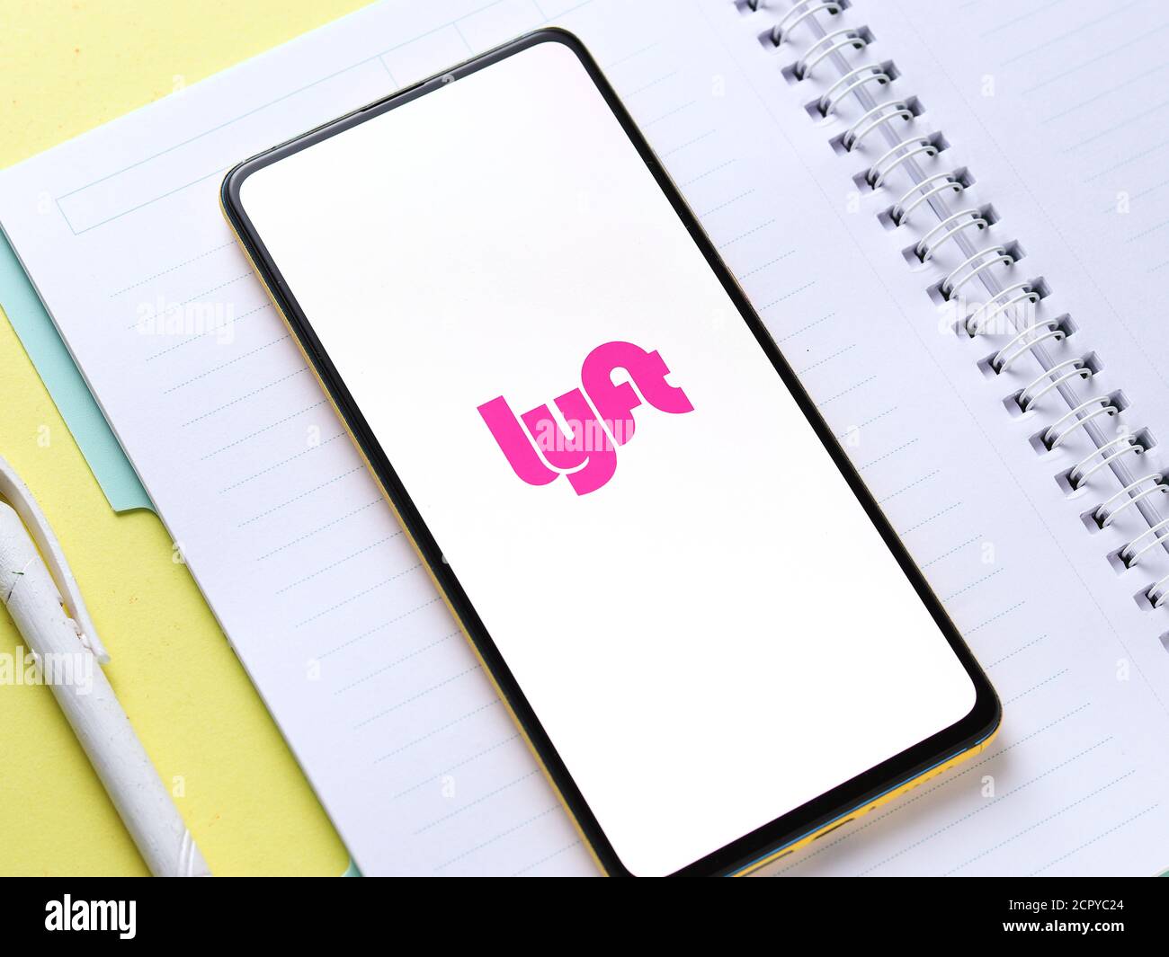Assam, india - September 18, 2020 : Lyft logo on phone screen stock ...