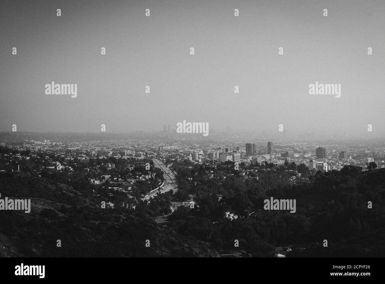 USA, California, Los Angeles, view over Los Angeles, downtown Los ...