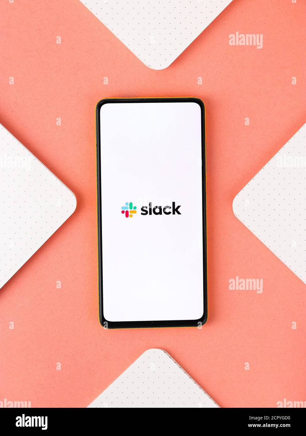 Assam, india - September 18, 2020 : Slack logo on phone screen stock ...