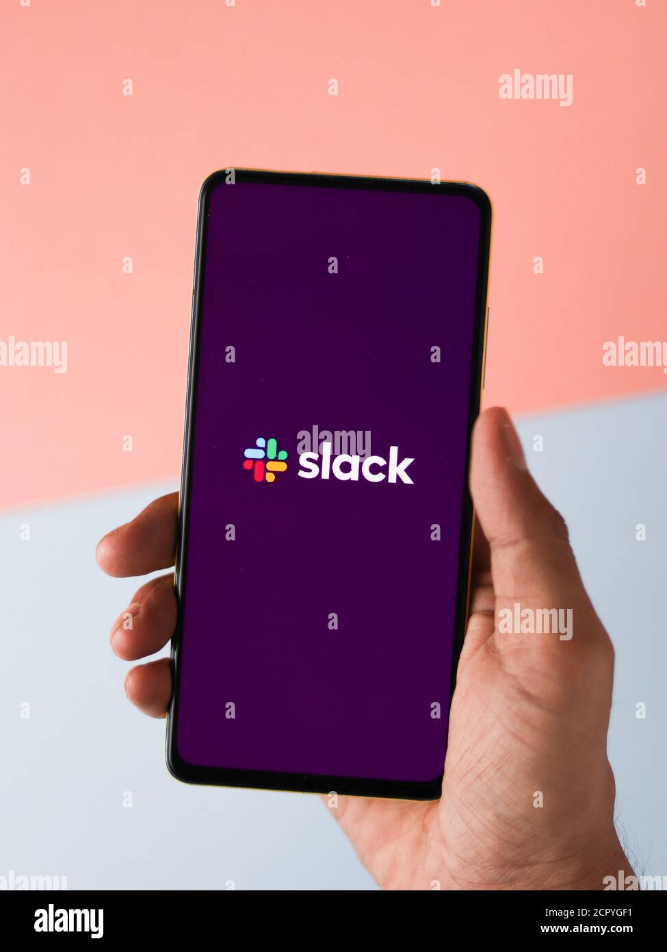 Assam, india - September 18, 2020 : Slack logo on phone screen stock ...