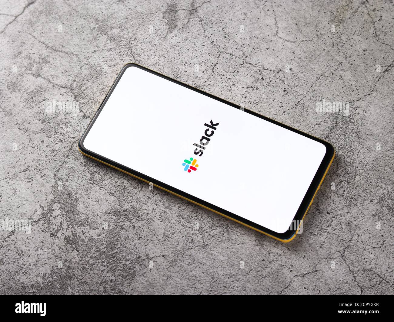 Assam, india - September 18, 2020 : Slack logo on phone screen stock ...