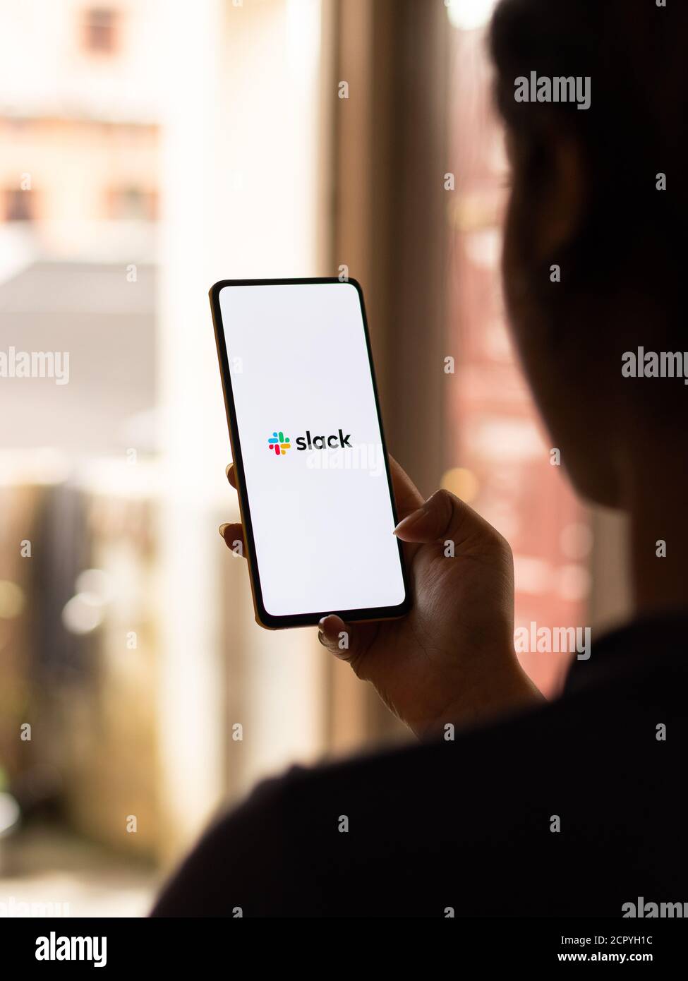 Assam, india - September 18, 2020 : Slack logo on phone screen stock ...