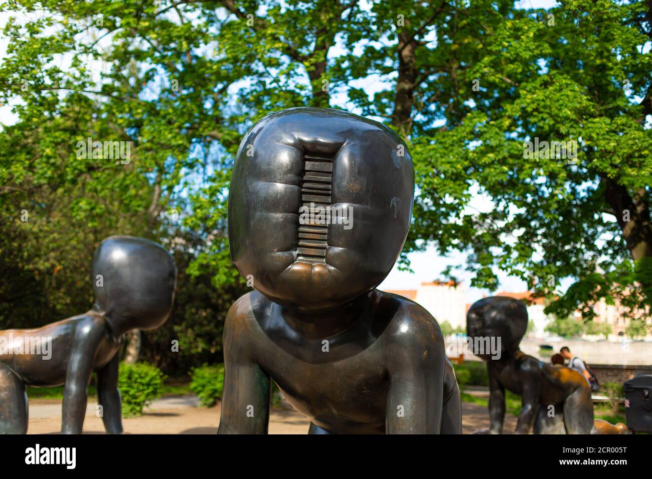 Statue The Crawling Baby, Kinky weird art in Prague Stock Photo - Alamy