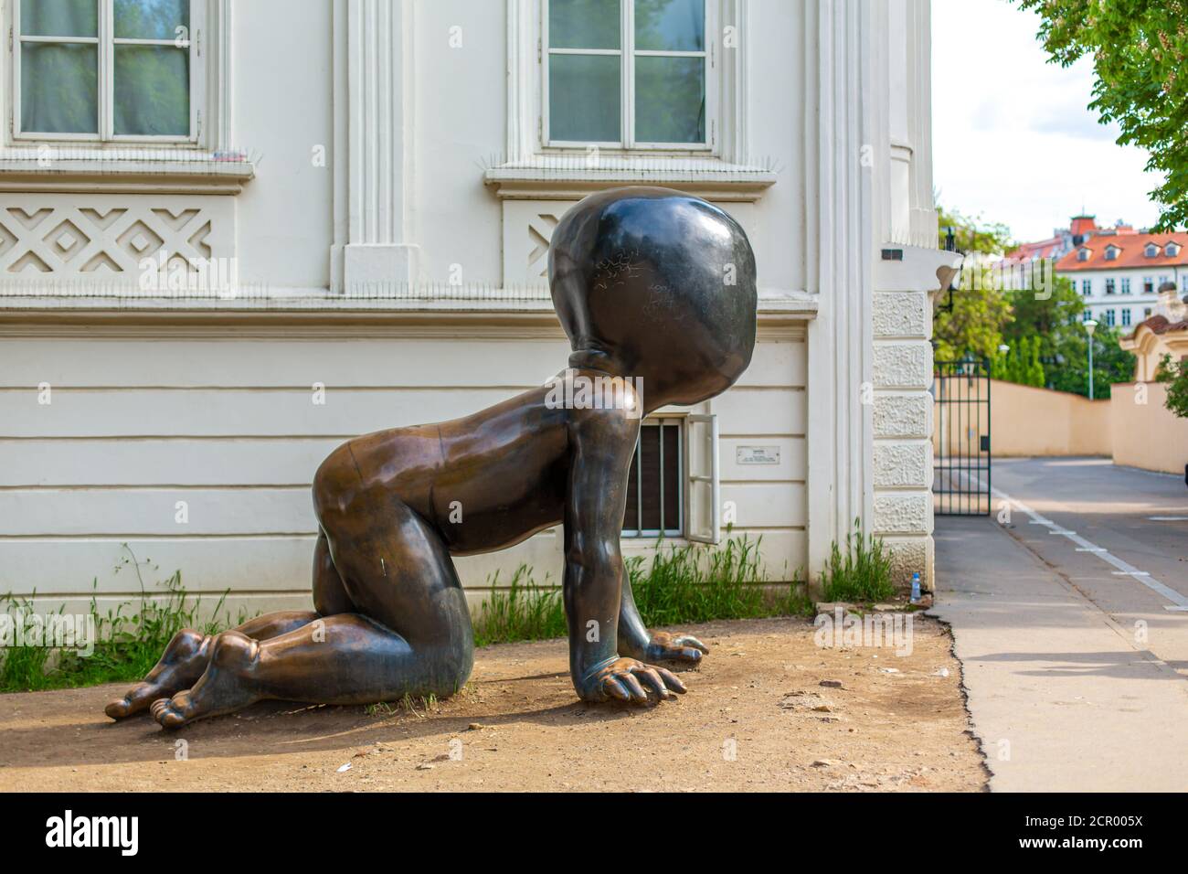 Statue The Crawling Baby, Kinky weird art in Prague Stock Photo - Alamy