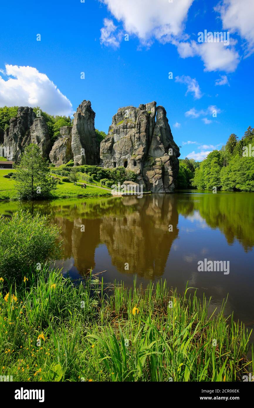 Externsteine, sandstone rock formation in the Teutoburg Forest, Horn ...