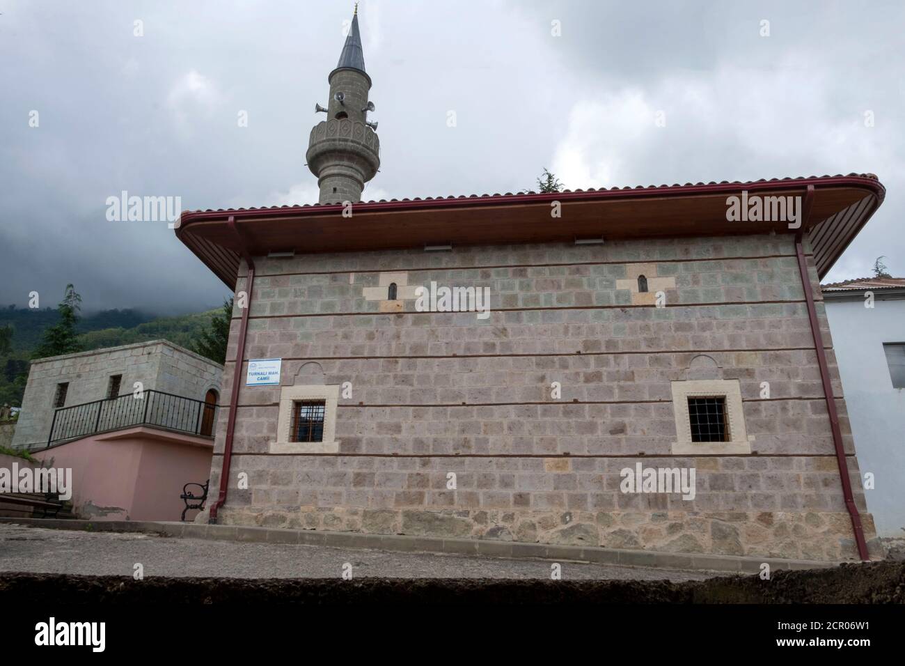 External view of the historical mosque in Turnalı village of Araklı ...