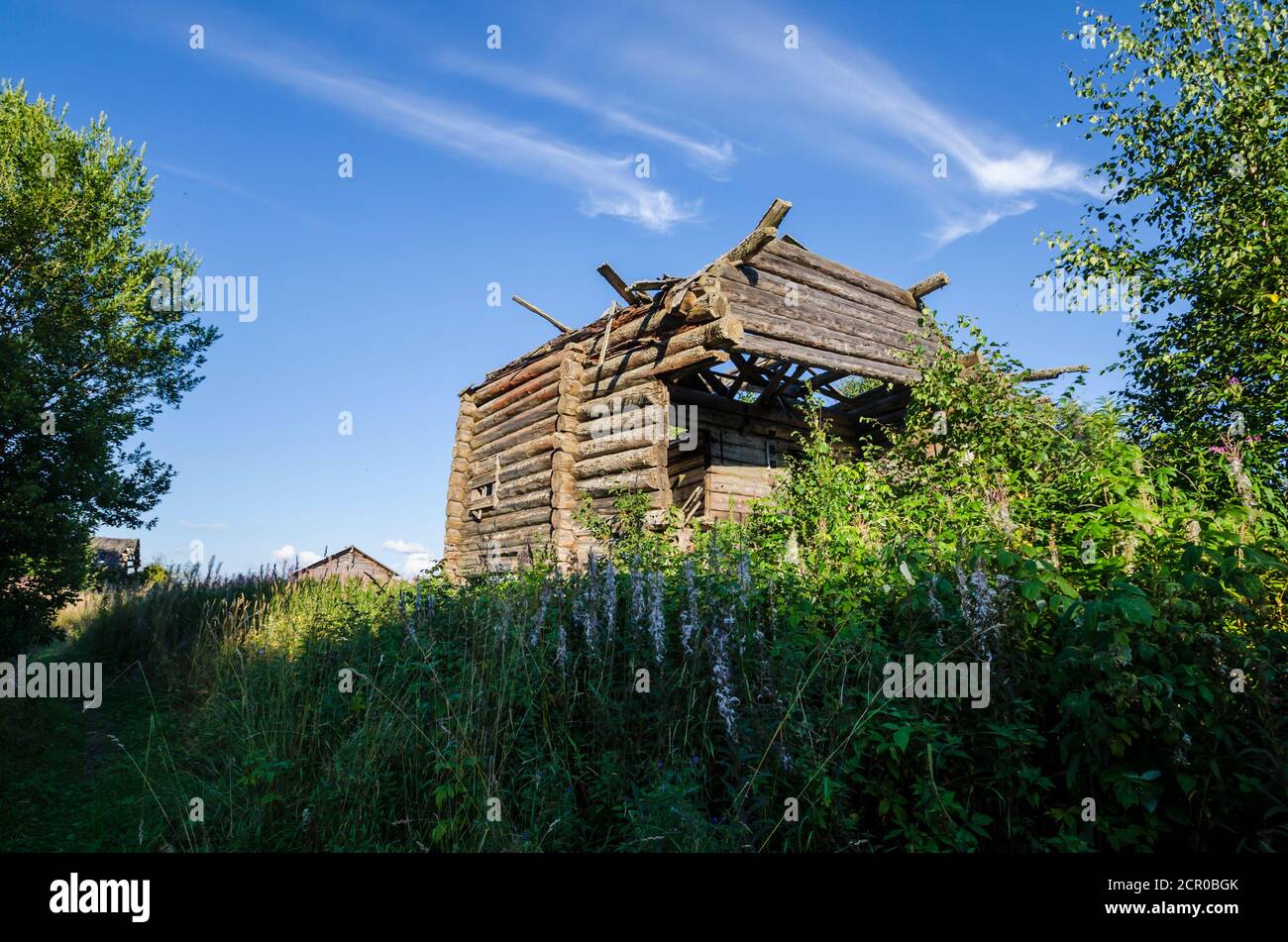 August, 2020 - Dumino. Abandoned houses in a Russian village. Russia ...