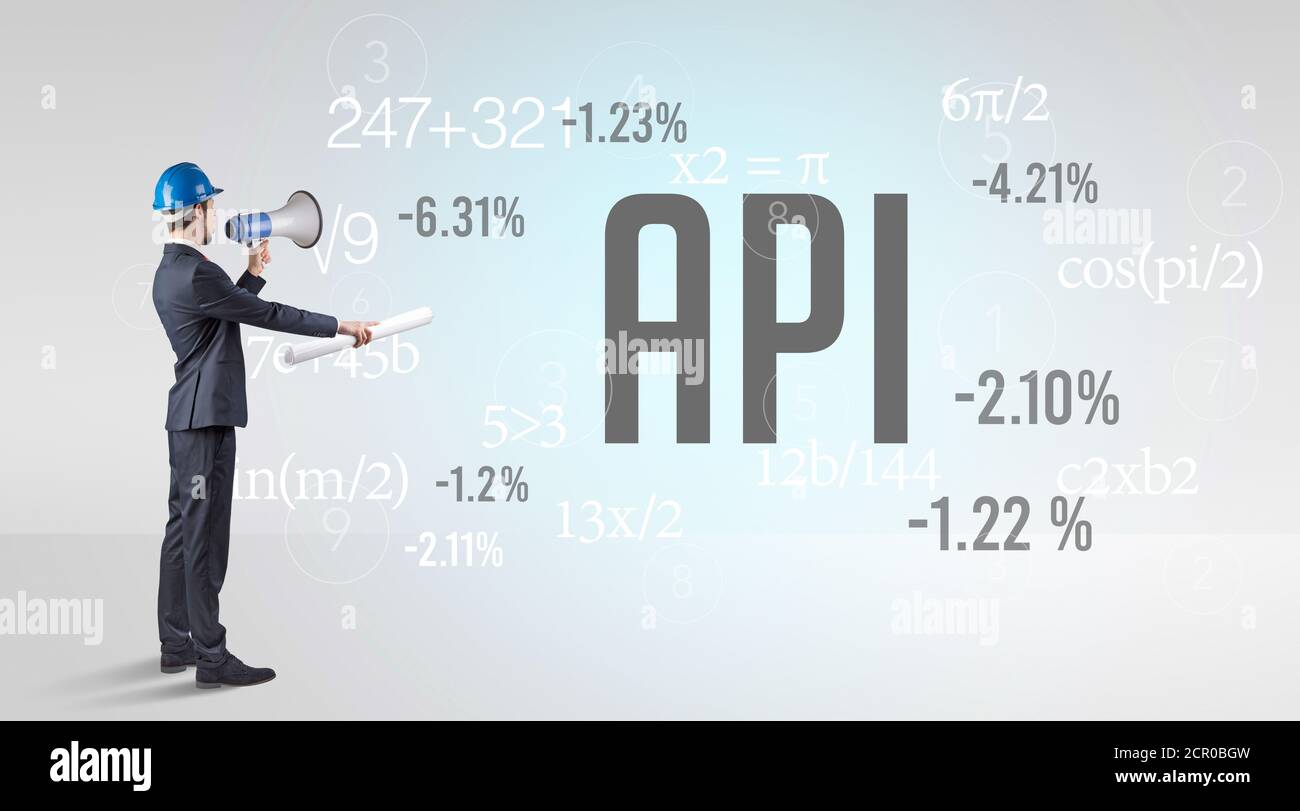Technology Engineer in hard hat with API abbreviation Stock Photo - Alamy