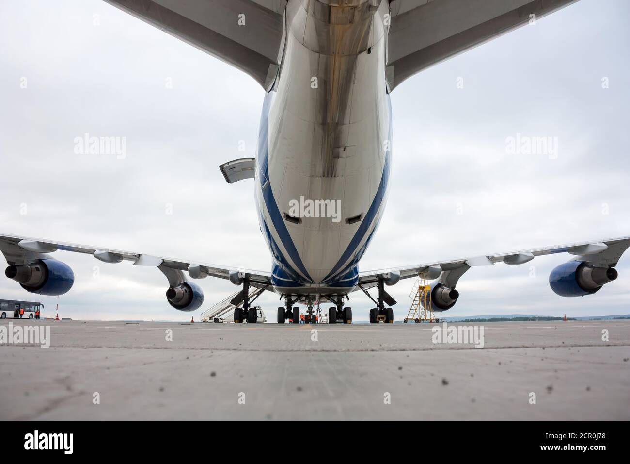 Rear view of wide-body cargo airplane Stock Photo - Alamy