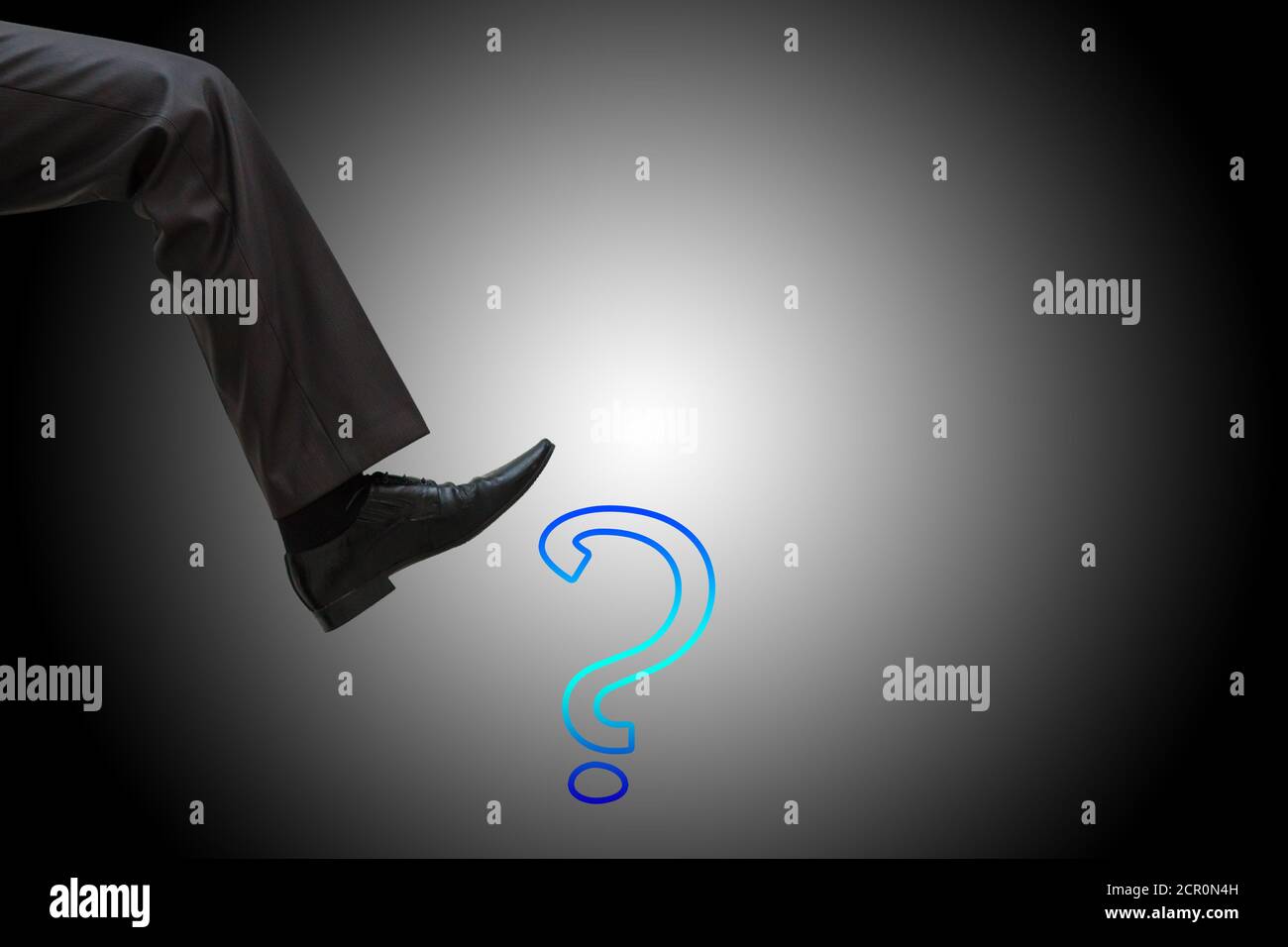 men classic shoes and a question mark Stock Photo - Alamy