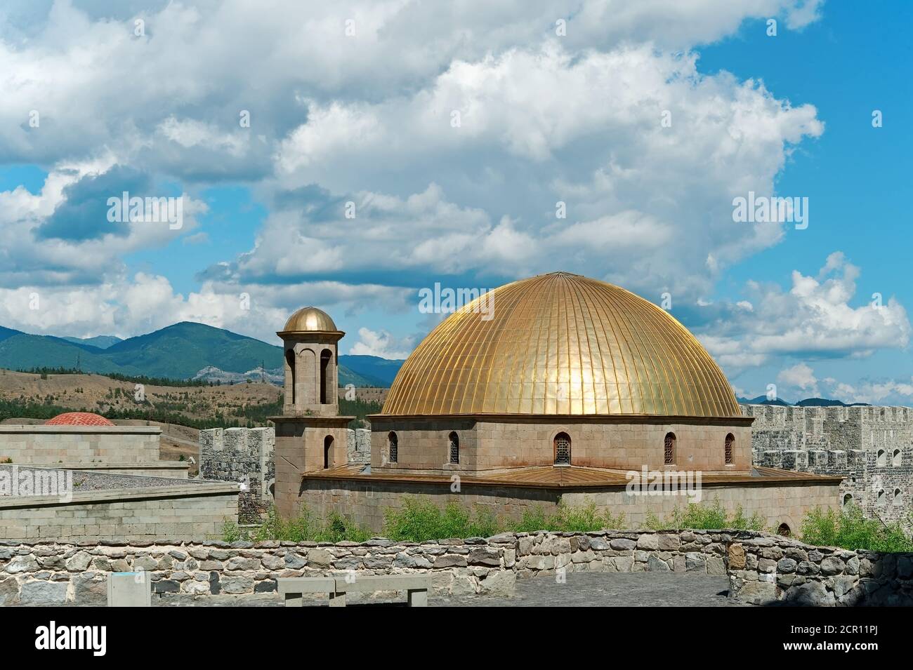 Landscape with golden mosque dome in Akhaltsikhe Georgia Stock Photo ...