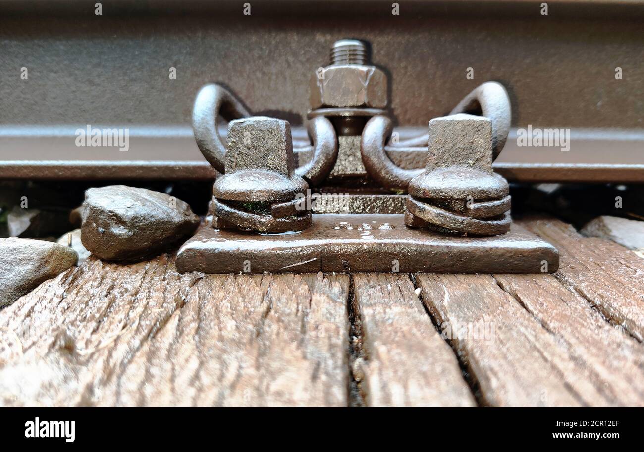 Details of a railroad track Stock Photo - Alamy
