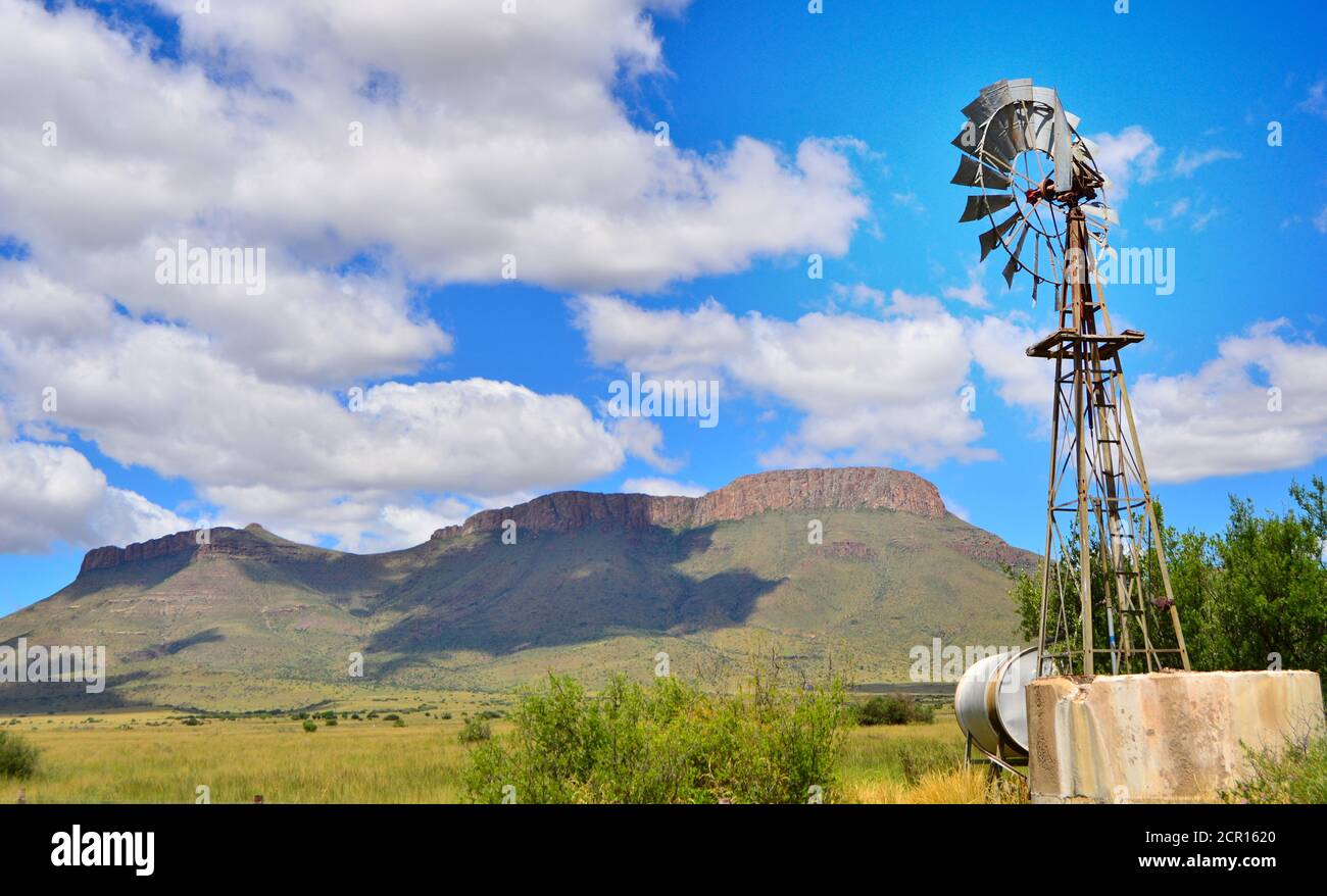 Windmill in South African grassland Stock Photo - Alamy