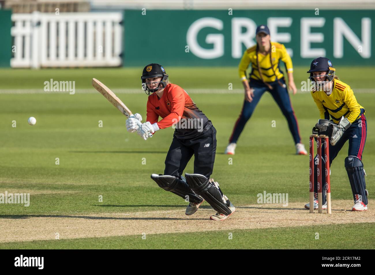 London, UK. 19 September, 2020. Charlie Dean batting as the South East ...