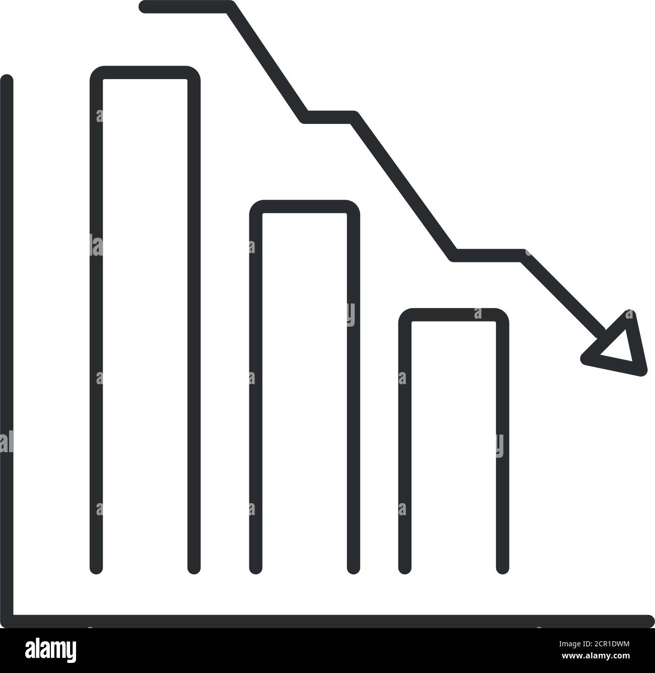 data analysis, chart report down arrow financial business vector ...