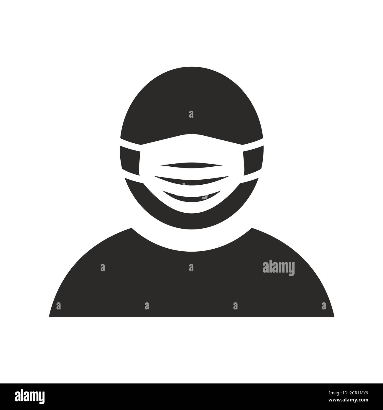 Man wearing medical face mask icon. Vector icon isolated on white ...