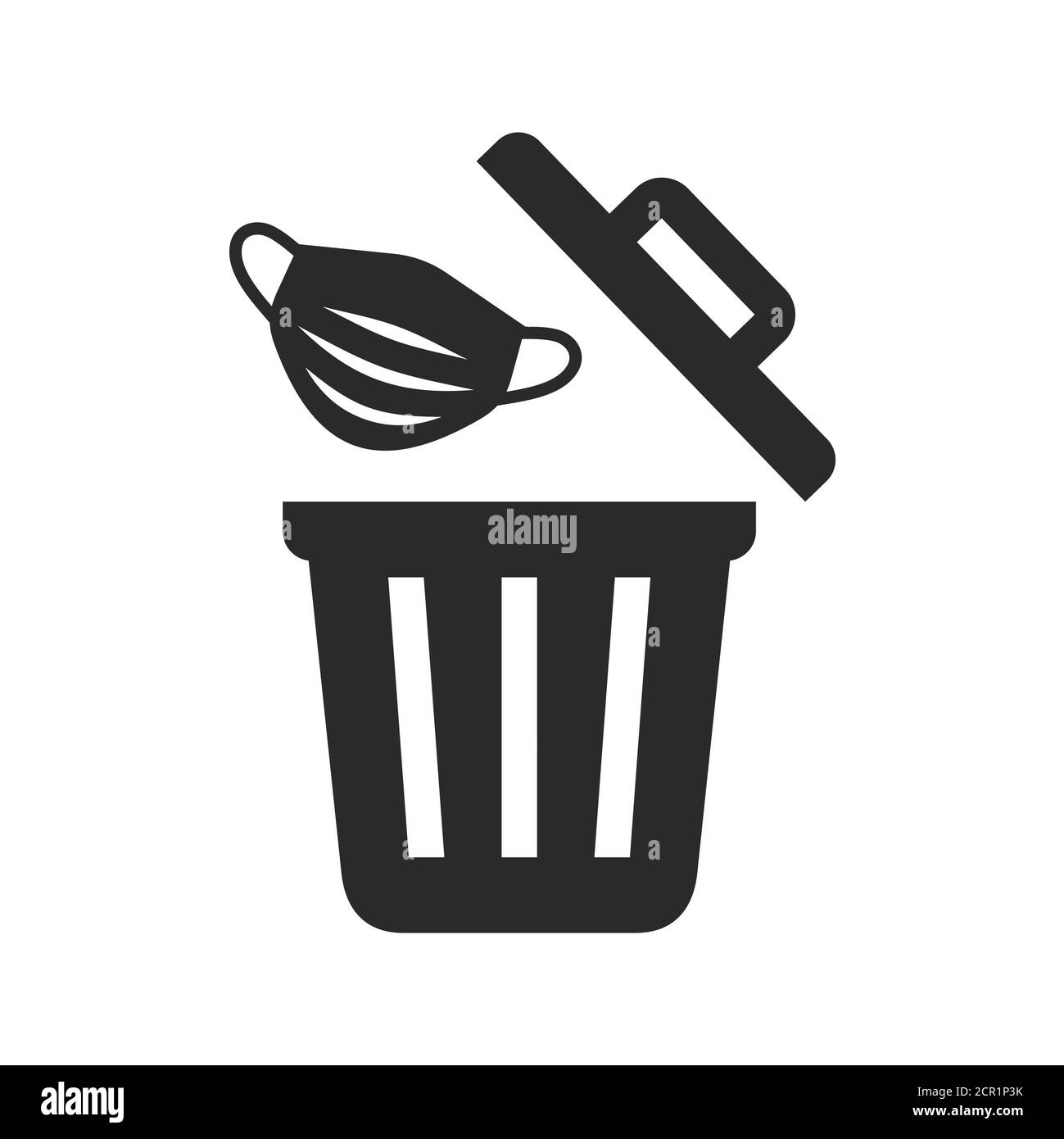 Used face mask icon. Put it in the bin. Don't drop it, just bin it ...