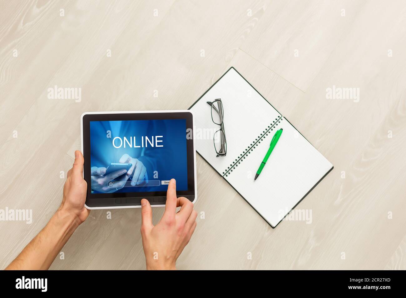 Woman touching online survey hi-res stock photography and images - Alamy
