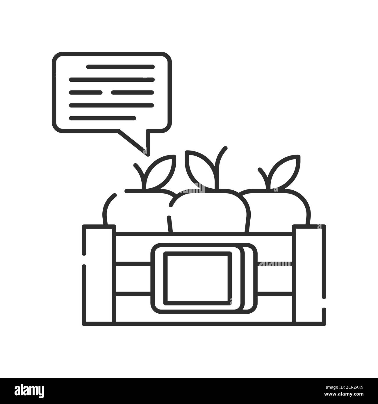 System monitoring the crop field. Smart farming black linear icon ...