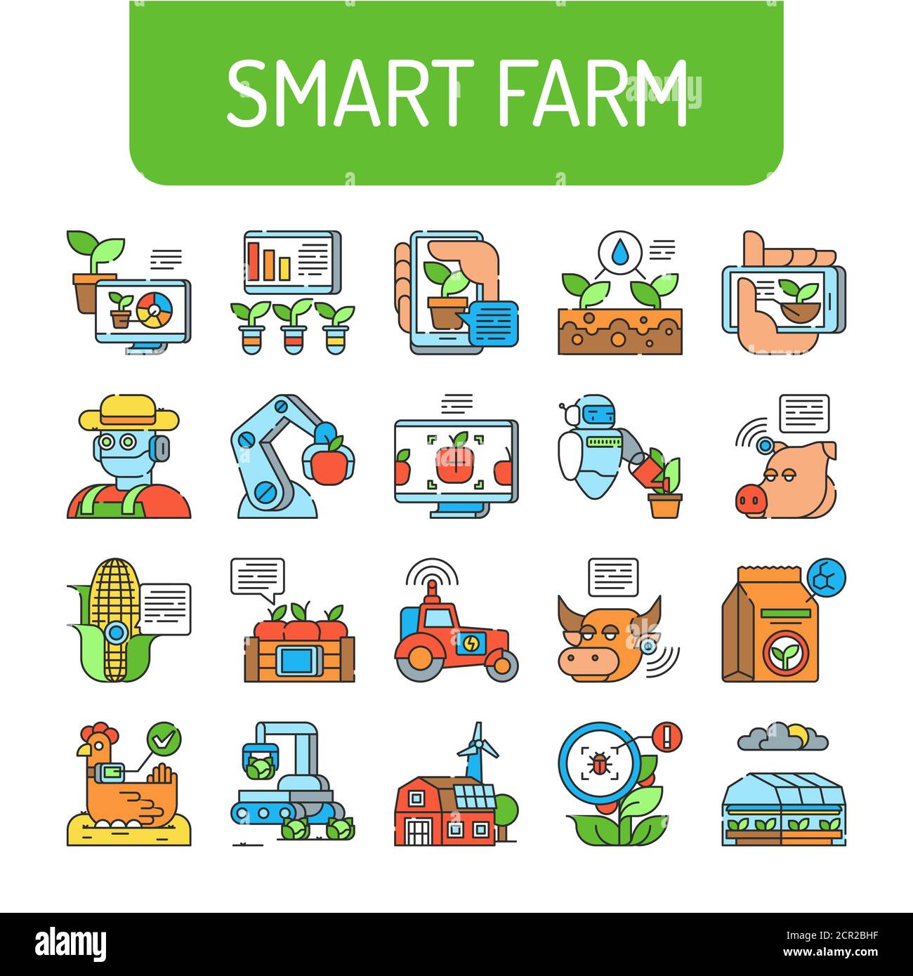 Plant management color line icon. Smart farm. Sign for web page, app ...