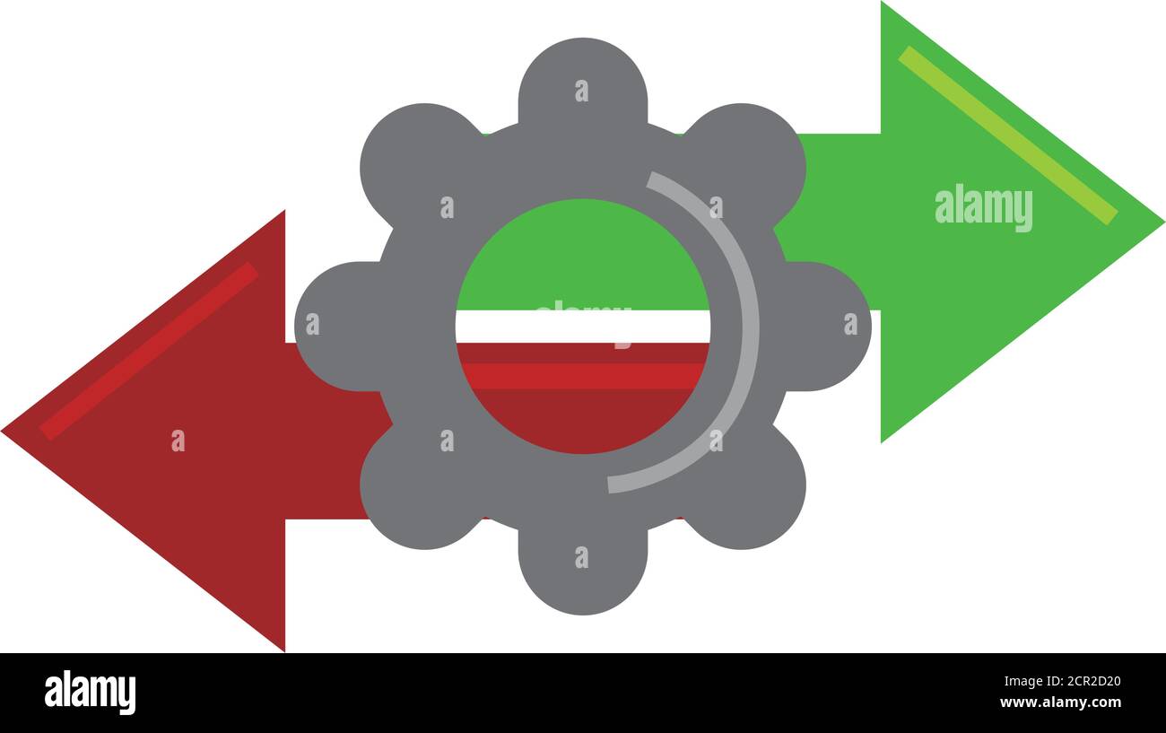 data analysis, gear arrows information vector illustration flat icon ...