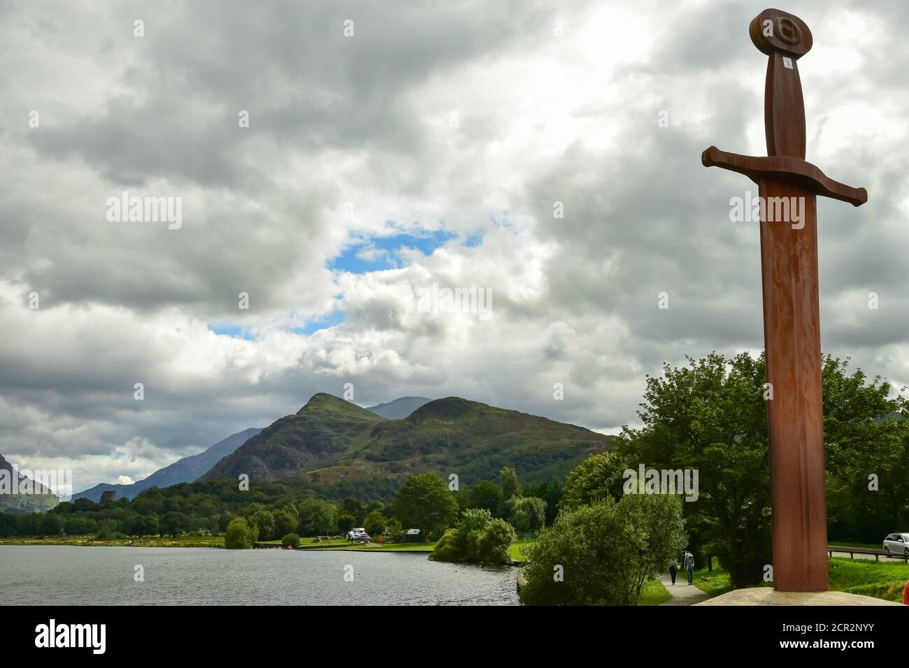 Llyn Padarn, a lake near Llanberis Station, where travellers can take a ...