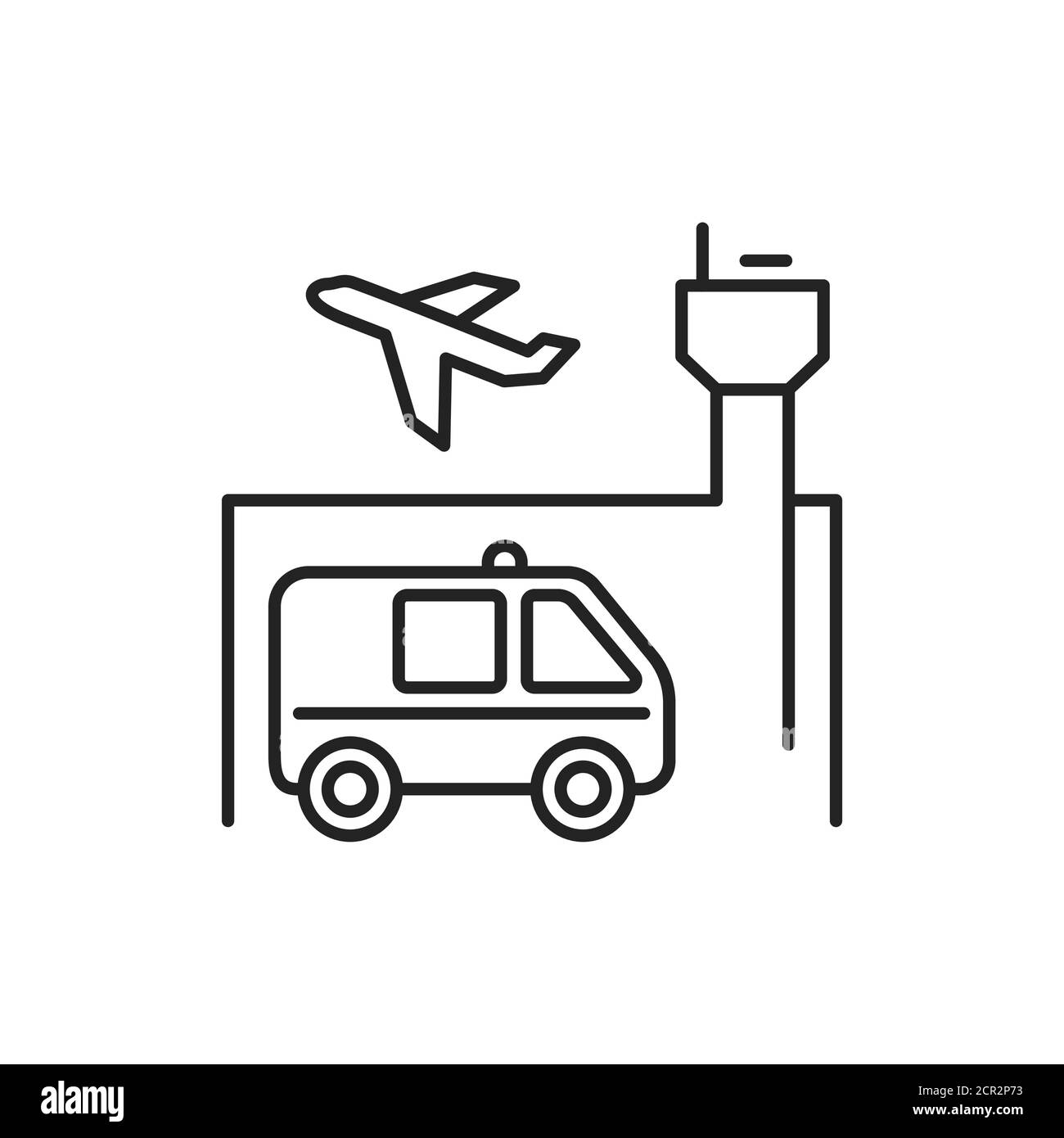 Emergency assistance at airport black line icon. Safe travel. Pictogram ...