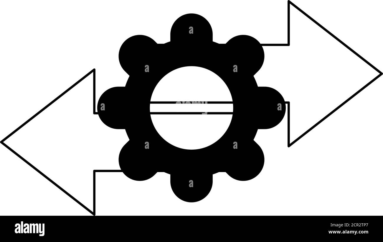 data analysis, gear arrows information vector illustration line icon ...