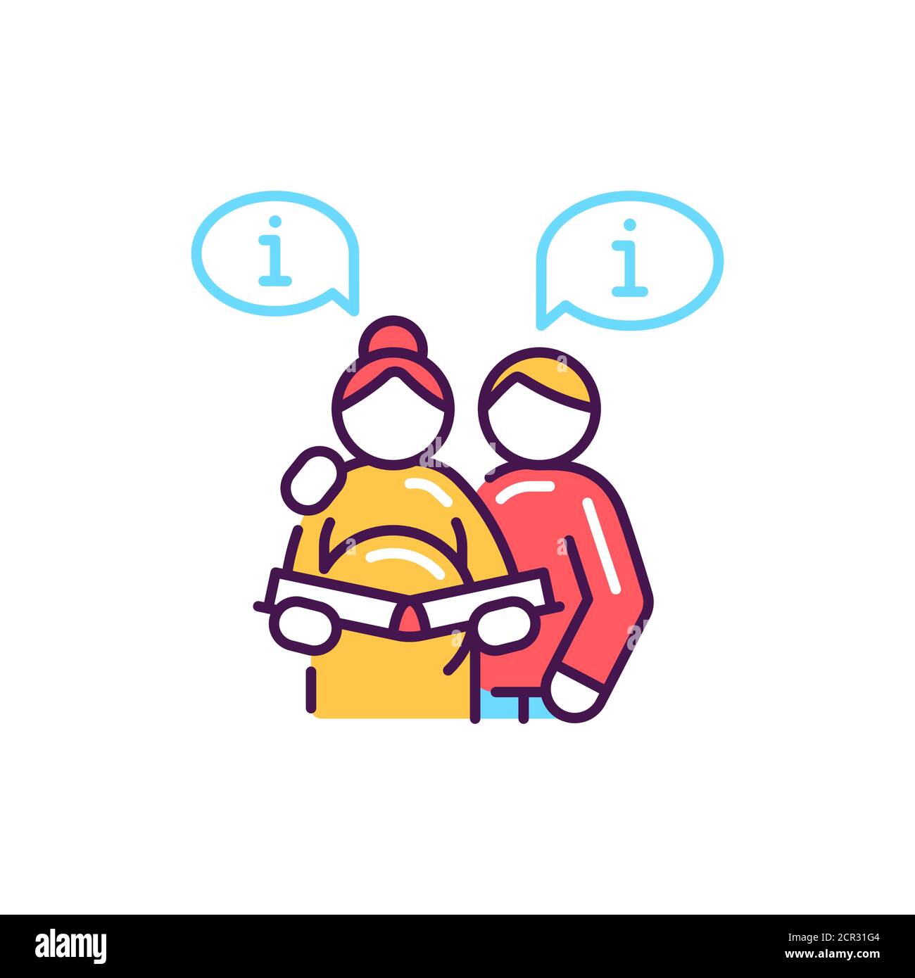 Courses for future parents color line icon. Pictogram for web, mobile ...