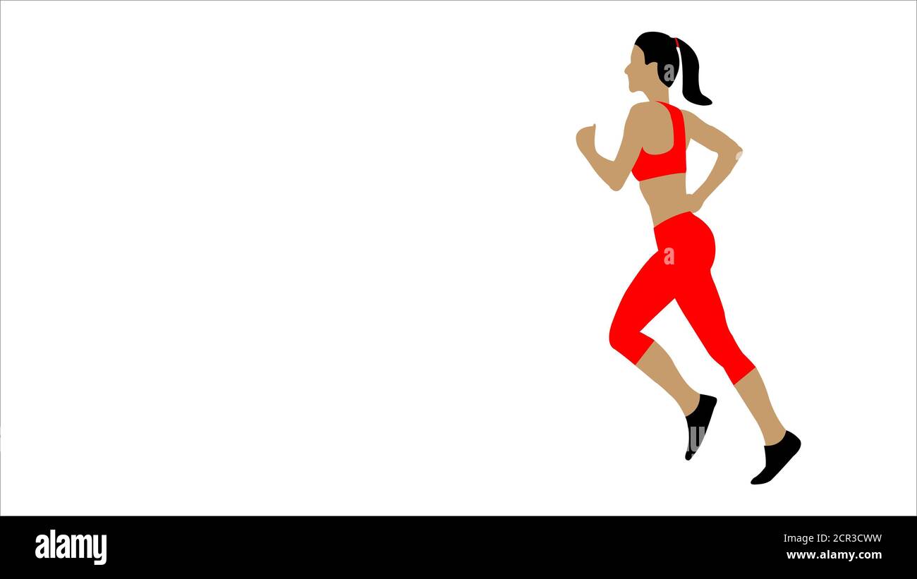 A simple illustration of a fit female running isolated on a white ...